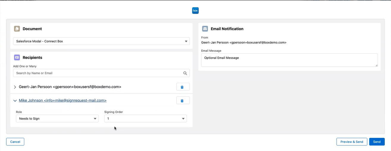 Sending Box Sign Request through Salesforce – Box Support